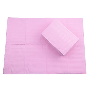 AebDerp 125Pcs Disposable Nail Art Tattoo Paper Towels Table Mat, 3-Ply Waterproof Tattoo Bibs Sheets Nail Desk Mat, Tattooing Tablecloth Pads Tray Covers, Nail Napkins for Nail Salon Supplies (Pink)