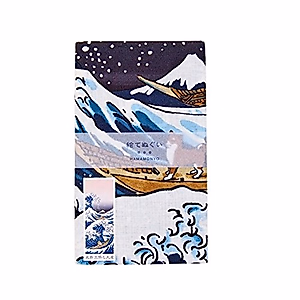 Hamamonyo Shiba Inu in Great Wave Kanagawa Chusen Tenugui Towel