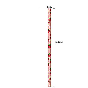 100 Pcs Disposable Straws, Biodegradable Paper Straws for Juices, Shakes, Smoothies, Party Supplies (Strawberry)