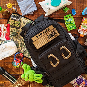 ActiveDoodie Dad Diaper Bag for Men with Removable Patches, Waterproof Tri-fold Changing Pad, Insulated Pouches, Molle Webbing, YKK Zippers, Black