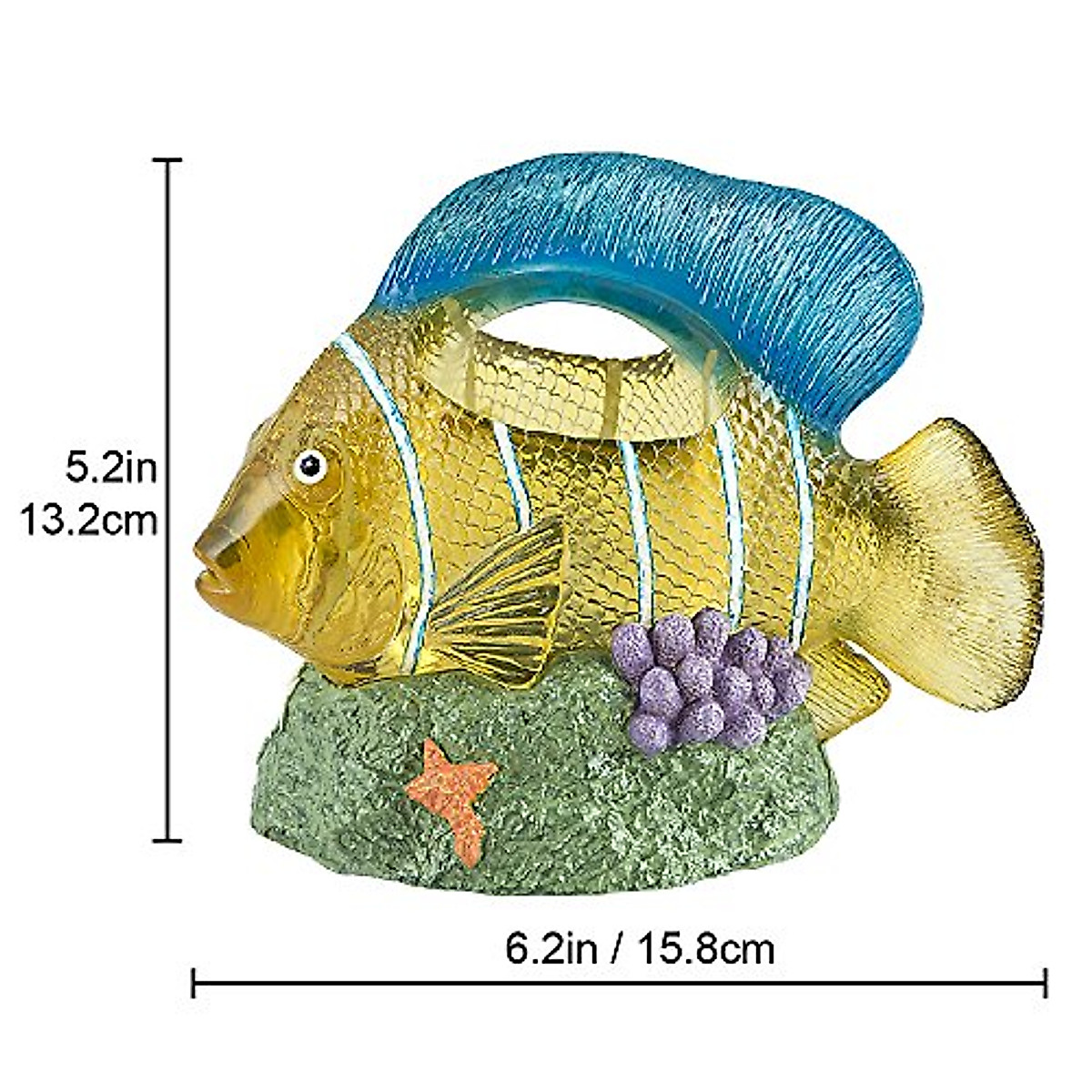 Allure Home Creation Under The Sea Fish 4-Piece Bathroom Accessory Set-Resin Lotion Dispenser, Toothbrush Holder, Soap Dish and Plastic Wastebasket
