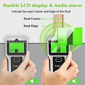 Kuject Stud Finder Wall Scanner - 8 in 1 Electronic Stud Sensor with Magnetic Detector, Bubble Level, LCD Display, Wall Scanner for the Center and Edge of Metal Wood AC Wire Studs Joist Beam