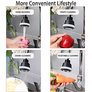 Faucet Aerator Faucet Sprayer Attachment, Kitchen Faucet Head Replacement with 4 Spray Modes, 360° Swivel Faucet Extender Anti-Splash Sink Sprayer Faucet Nozzle Head (Diamond, Black)