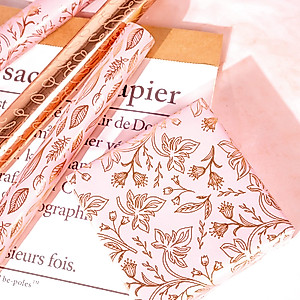 LeZakaa Metallic Wrapping Paper Roll - Pink and Rose Gold Love Print for Valentine‘s Day, Bridal Shower, Wedding, Birthday - 30 inch x 120 inch x 3 Roll