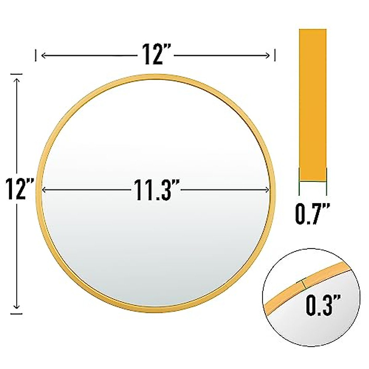 SCWF-GZ 2 Packs of 12" Round Mirror Circle Wall Mounted Hanging or Against Wall Metal Frame Dressing Make-up Mirrors for Entryway Bedroom Bathroom Living Room 12 inch Gold Small