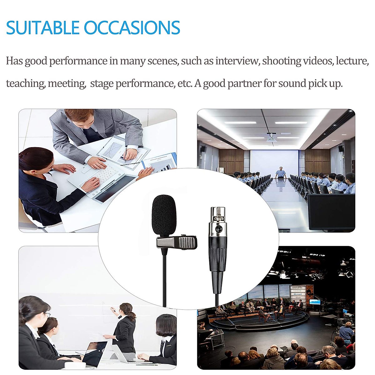 Sujeetec Lavalier Microphone Lapel Microphone Compatible with AKG Samson Wireless Transmitter - Unidirectional Condenser Mic - Mini XLR TA3F Plug