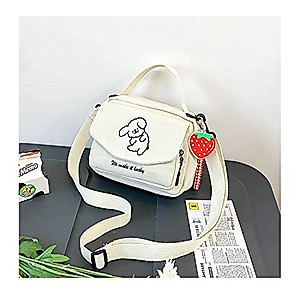 NCDUANSAN Kawaii Backpack Girl People Messenger Bag Mini Small Backpack Cute Korean INS Puppy Pattern(White)