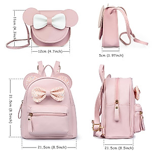 Mini Backpack for Girls Cute Bowknot Toddler Backpack Purse Cartoon Mouse Ears Purse Mini Backpack for Teen Girls