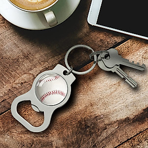 Bottle Opener Keychain Portable Beer Bottle Opener Premium Beverage Bottle Opener Key Ring Open Easily Baseball