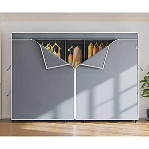 VIPEK V50i Extra Large Coverd Clothes Rack, Black Portable Closet Rack with Grey Cover, Multi-Functional Freestanding Wardrobe Closet Heavy Duty Clothing Rack for Hanging Clothes