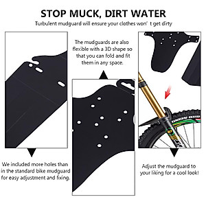 Mountain Bike Mud Guard Front and Rear Adjustable Compatible Plastic Mud Guard