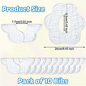 Geyoga 10 Pcs Baby Bibs 360° Rotate Soft Baby Bandana Muslin Drool Bibs Petal Bibs Burp Gauze Cloths Absorbent Bib (,)