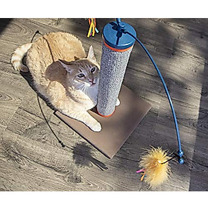 SmartyKat Scratch 'N Spin Carpet Cat Scratching Post with Spinning Wand Toys - Gray, One Size