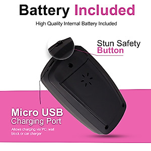 Avenger Defense Portable Car Keychain Stun Gun for Women - Rechargeable LED Flashlight with Wrist Strap (Cameo Pink, Plastic)