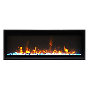 60" Extra Slim Indoor Only Electric Fireplace with Black Steel Surround