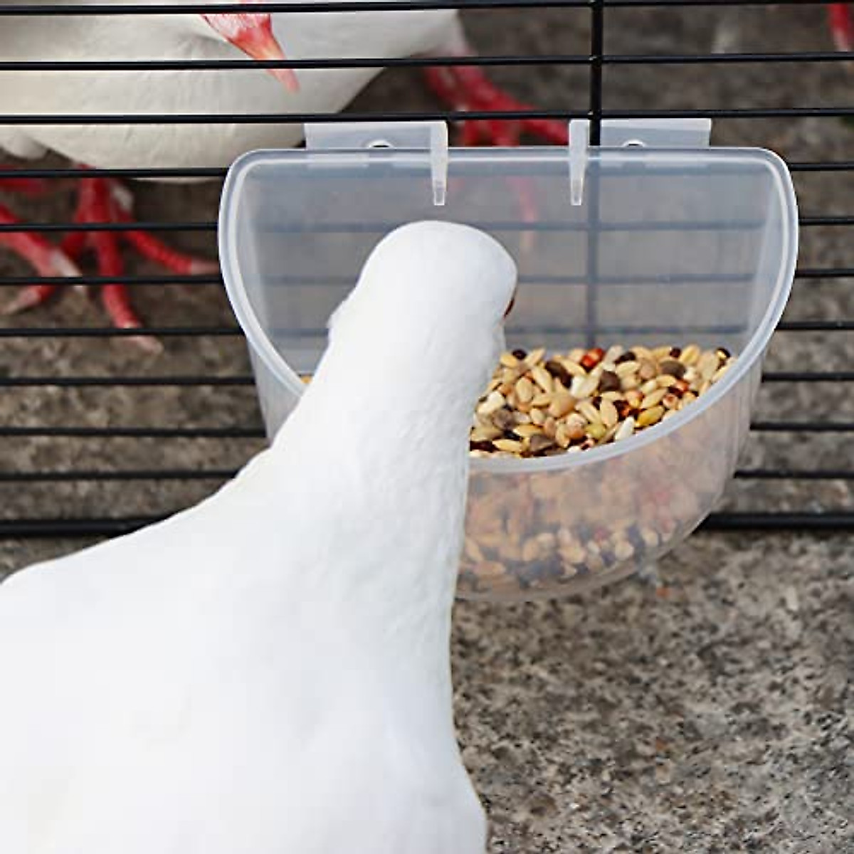 18 Pcs Bird Feed Cup Cage Food Dish Cup Plastic Feeding & Watering Supplies for Bird Pigeon Parrot Rabbit Chicken Duck Poultry Gamefowl
