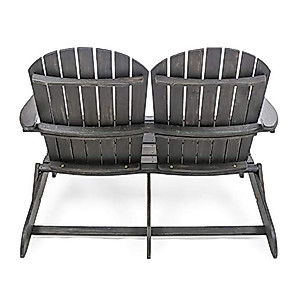 Christopher Knight Home Great Deal Furniture Muriel Outdoor Dark Grey Finish Acacia Wood Adirondack Loveseat