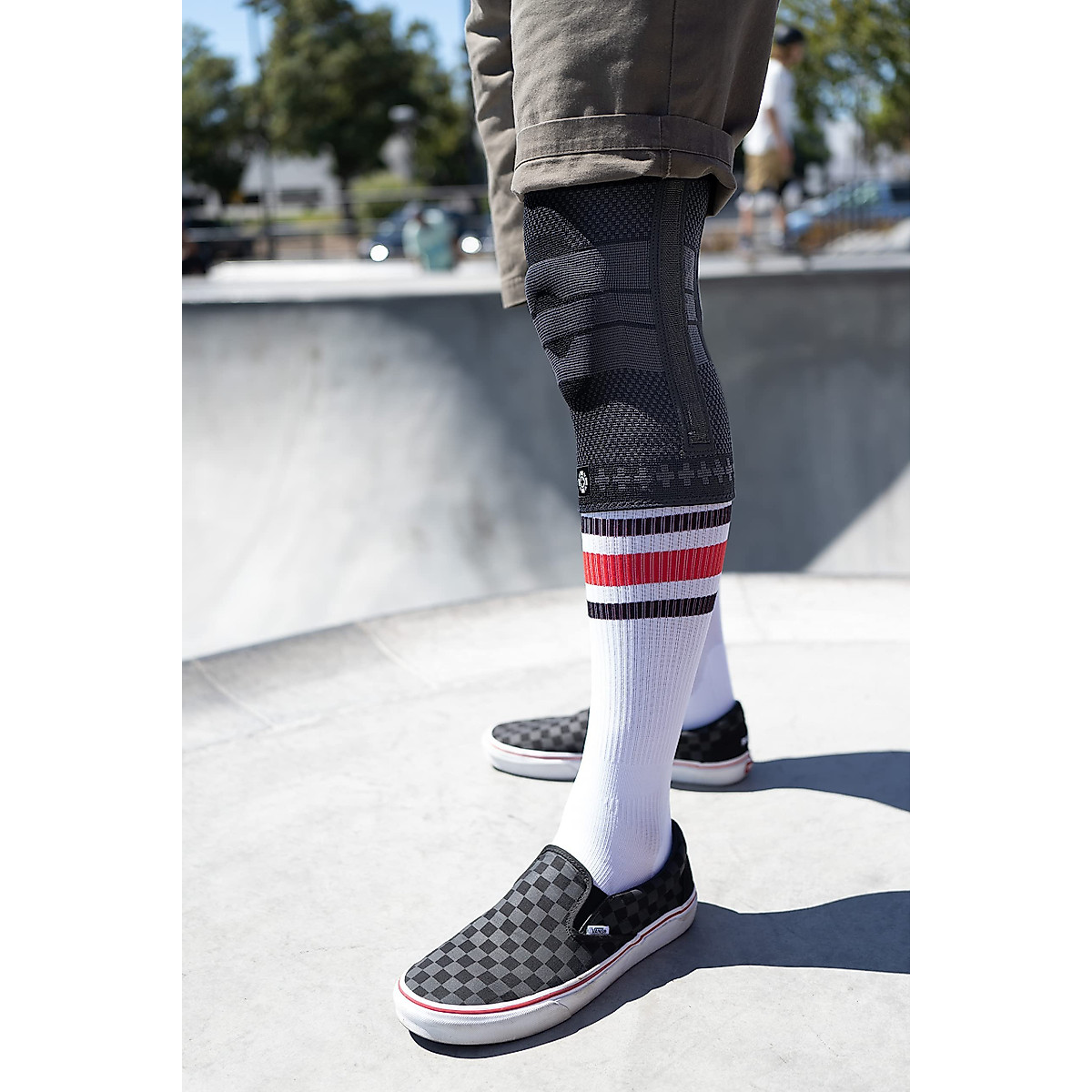 Old Bones Therapy Knee Brace | Knitted Compression Knee Sleeve with Springs and Support for Knee Pain Relief | Perfect for Sports, Arthritis, Post Surgery Recovery, Stability, Protection (Large, Black - 2 Pack)