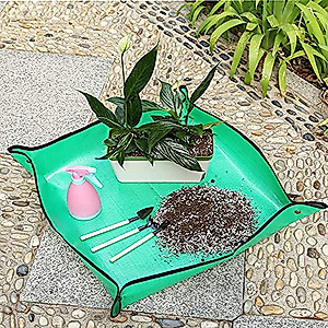 BIUWING 2PCS 39.4" x 39.4" Plant Repotting Mat Waterproof Transplanting Mat Indoor Succulent Potting Mat Portable Gardening Soil Changing and Watering mat Square and Foldable Garden mat