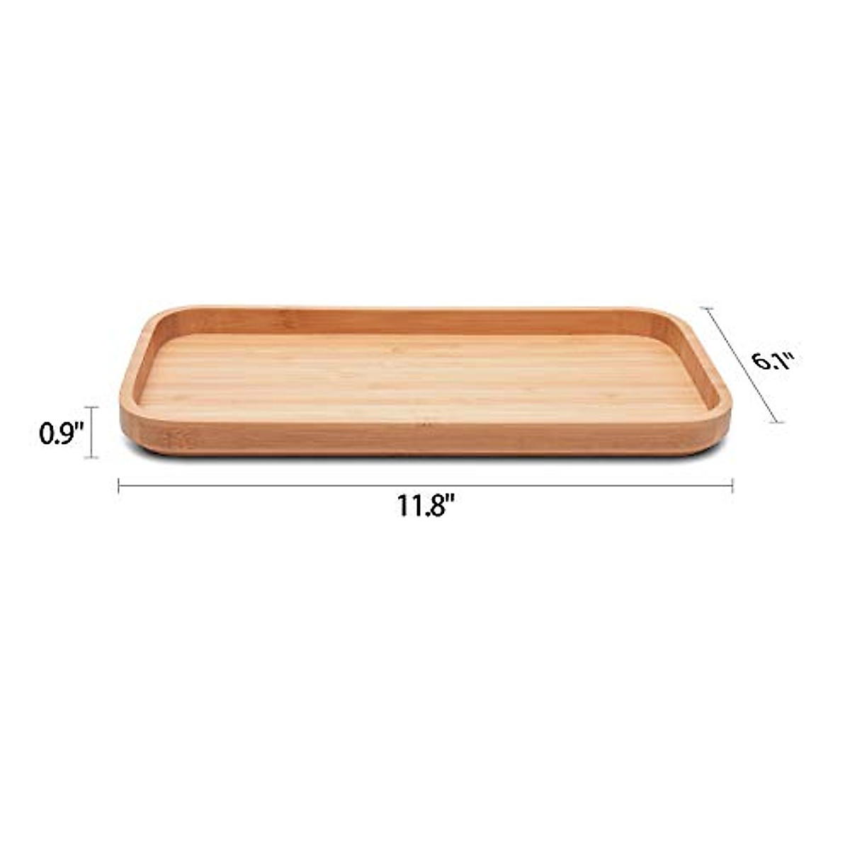 Bamboo Vanity Tray, Bathroom Counter Tray, Toilet Tank Tray for Organizing and Home Decor, 11.8 x 6.1 x 0.9 inch