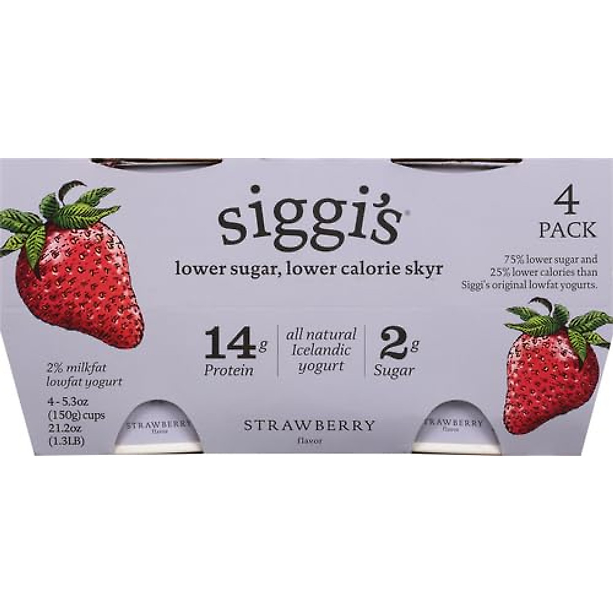 Siggi's, Lower Sugar Strawberry Yogurt 4 Count, 5.3 Ounce