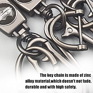 JDDRY Leather Car Keys Keychain for Women Men,Universal Key Fob Keychain for Car,360 Degree Rotatable with Snap Swivel and Anti-Lost D-Ring(Solid Black,1Pack)