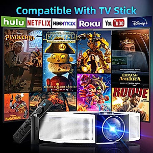 Outdoor Projector, Native 1080P Projector with WiFi and Bluetooth, 500ANSI Mini Projector 4K Support for Outdoor Movies, Max 500” Display, Compatible with Smartphone, Laptop, TV Stick, PS5, HDMI, USB