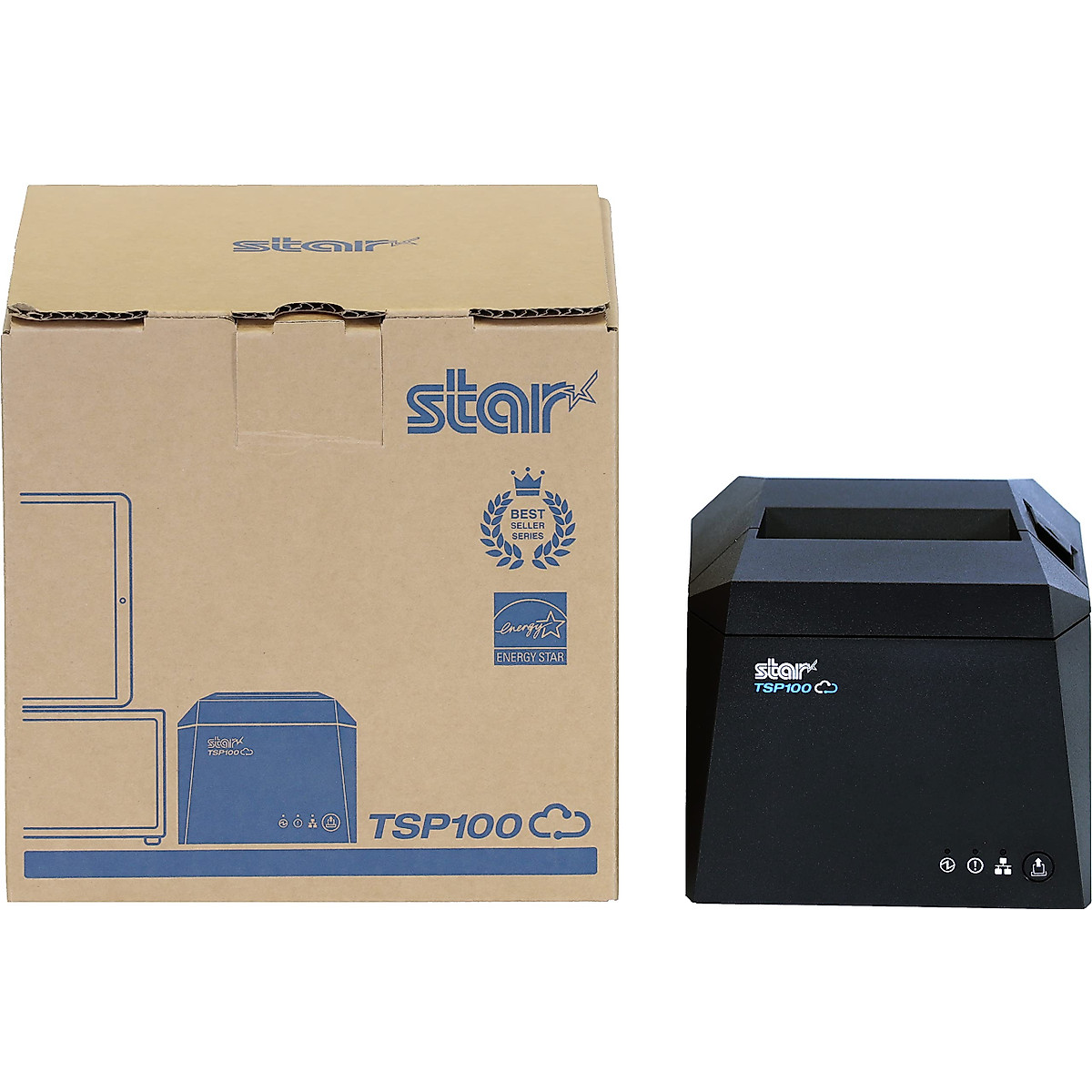 Star Micronics TSP143IVUW Wi-Fi (WLAN)/USB-C/Ethernet (LAN) Thermal Receipt Printer with CloudPRNT, Cutter, and Internal Power Supply - Gray