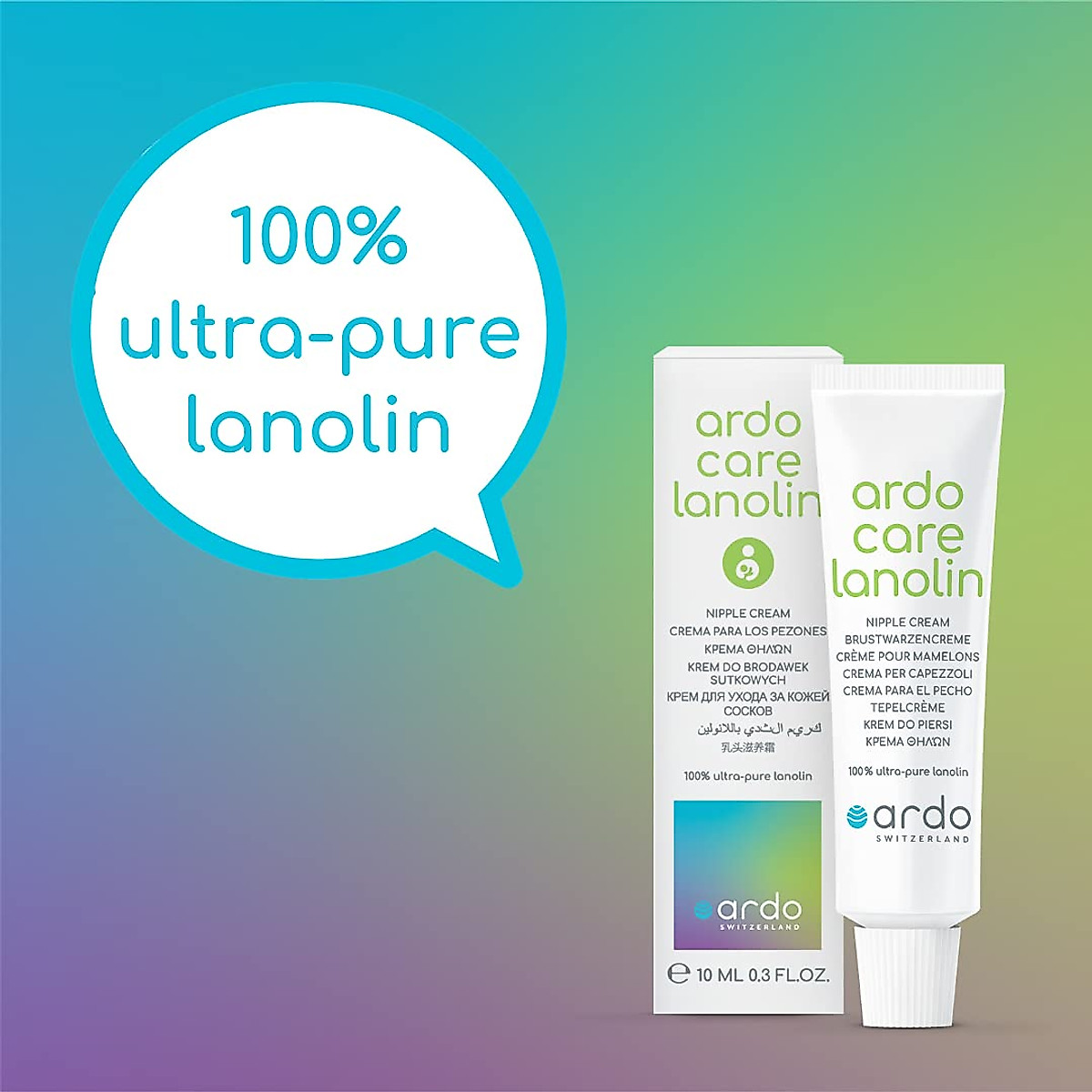 Ardo Care Lanolin Nipple Cream (10ml/0.3 fl.oz) - From Europe, 100% Pure Lanolin for Breastfeeding Moms, Provides Quick Soothing Relief for Sore Nipples, 10ml (0.3 fl.oz)