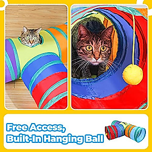 Boziyv Cat Tunnels for Indoor Cats, 2pack Collapsible Rabbits Pet Play Tunnels T S-Shape Tube Kitten Bunny Tunnel with Interactive Ball for Holland Lops