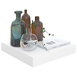 FAMIROSA 4PCS Floating Wall Shelves, High Gloss White Wall Mounted Shelves with Invisible Brackets for Bedroom Living Room Bathroom Kitchen, Shelves for Wall Decor Storage, 9.1" x 9.3" x 1.5"