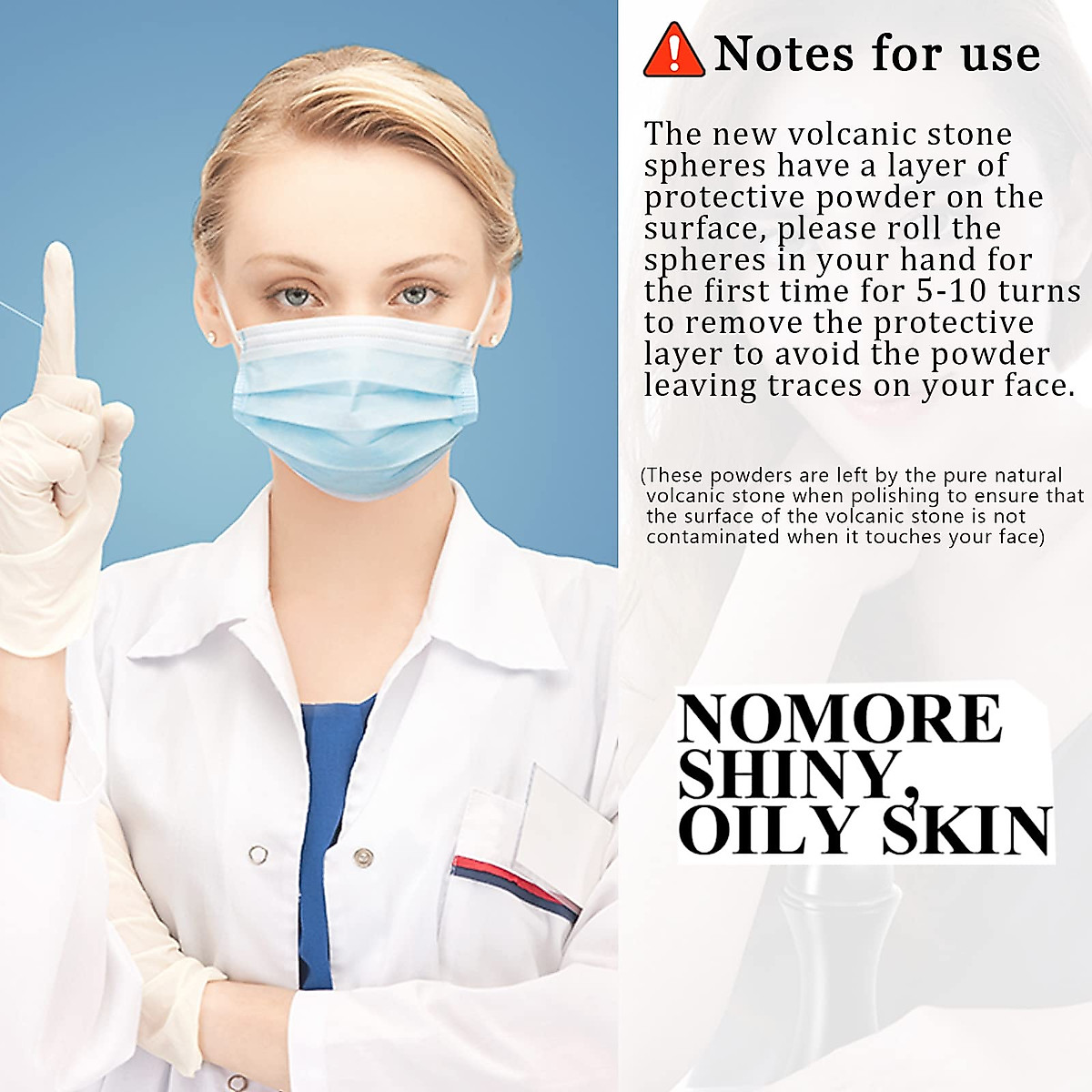 Oil-Absorbing Volcanic Face Roller, Reusable Face Roller Skin Care Facial Skin Care Tools, Oil Control Face Roller Stone, Suitable For Female Girls Makeup Massage Beauty Accessories(Black Set)