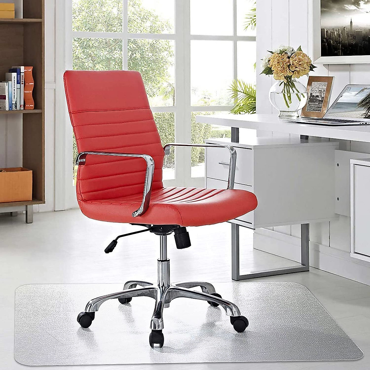 Large Clear Hardwood Floor Protector - Transparent PVC Desk/Chair Mat, 1.5mm Thick Waterproof Rectangle PVC Vinyl Plastic Rug, Easy to Clean, 32 40 48 56 64 72 80 88 96 104 112 120 128 136 144 152 in