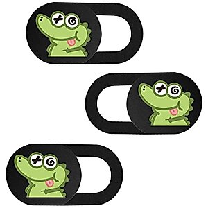 SIREG Webcam Cover Slide 0.027in Ultra Thin Web Camera Cover for Laptops Smartphone PC Tablets for Protecting Your Privacy Security (Frog-Black & 3 Pack)