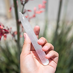 7 pcs Selenite Sampler Set / Healing Kit: 1 Selenite Tower, Palm Stone-1 Oval 1 Heart, 3 Wands-Blunt Pointed and Raw,and 1 Desert Rose with a Certificate of Authenticity
