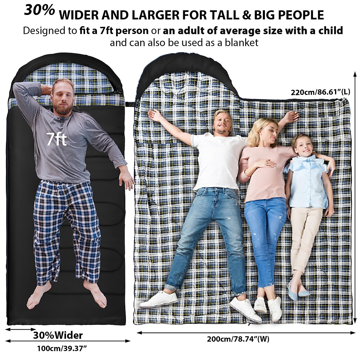 GEERTOP Portable Sleeping Bag for Camping Lightweight 3 Season Warm & Cold Weather Big & Tall Camp Sleeping Bags for Adults Outdoor Backpacking Hiking Hunting Travel