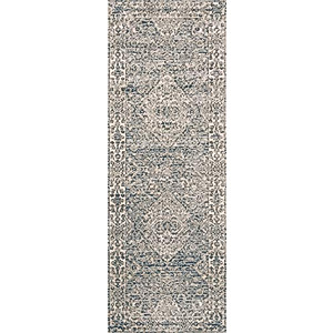 Loloi II Teagan Collection TEA-04 Sky / Natural 7'-11" x 10'-6", .25" Thick, Area Rug, Soft, Durable, Neutral, Woven, Low Pile, Non-Shedding, Easy Clean, Living Room Rug