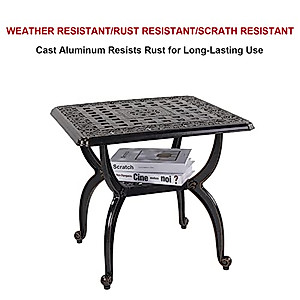 C/G Outdoor Side Tables,Cast Aluminum Patio End Tables,Anti-Rust Coffee Table for Garden Patio Lawn (Square-end Tables, Copper)