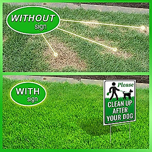 Signs Authority Clean Up After Your Dog Signs 12"x9" with Metal H-Stake | No Poop Signs for Lawn No Pooping Dog Signs For Yard | Pick Up After Your Dog Sign with Stake | Clean After Your Dog Sign
