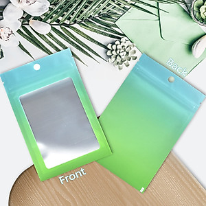 ODDIER 100pcs Foil Mylar Resealable Zipper Bag,5 Size Holographic Bags Slider Seal Technology Freezer Grip Food Containers Organization，Reusable Bags for Packaging Products