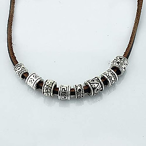 LolliBeads (TM) Antiqued Silver Tone Bracelet Jewelry Marking Large Hole Spacer Beads Round Tube Charm Beads (80pcs)