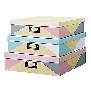 SLPR Decorative Cardboard Storage Boxes With Lids - Set of 3: Paperboard Photo Storage Box, Letter Box for Organizing, Archival Storage, Memory Box For Keepsakes