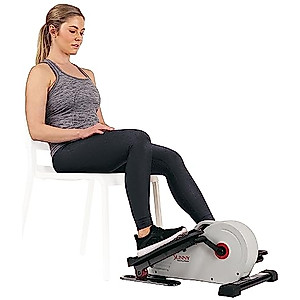 Sunny Health & Fitness Fully Assembled Magnetic Under Desk Elliptical Peddler, Portable Foot & Leg Pedal Exerciser(White) - SF-E3872