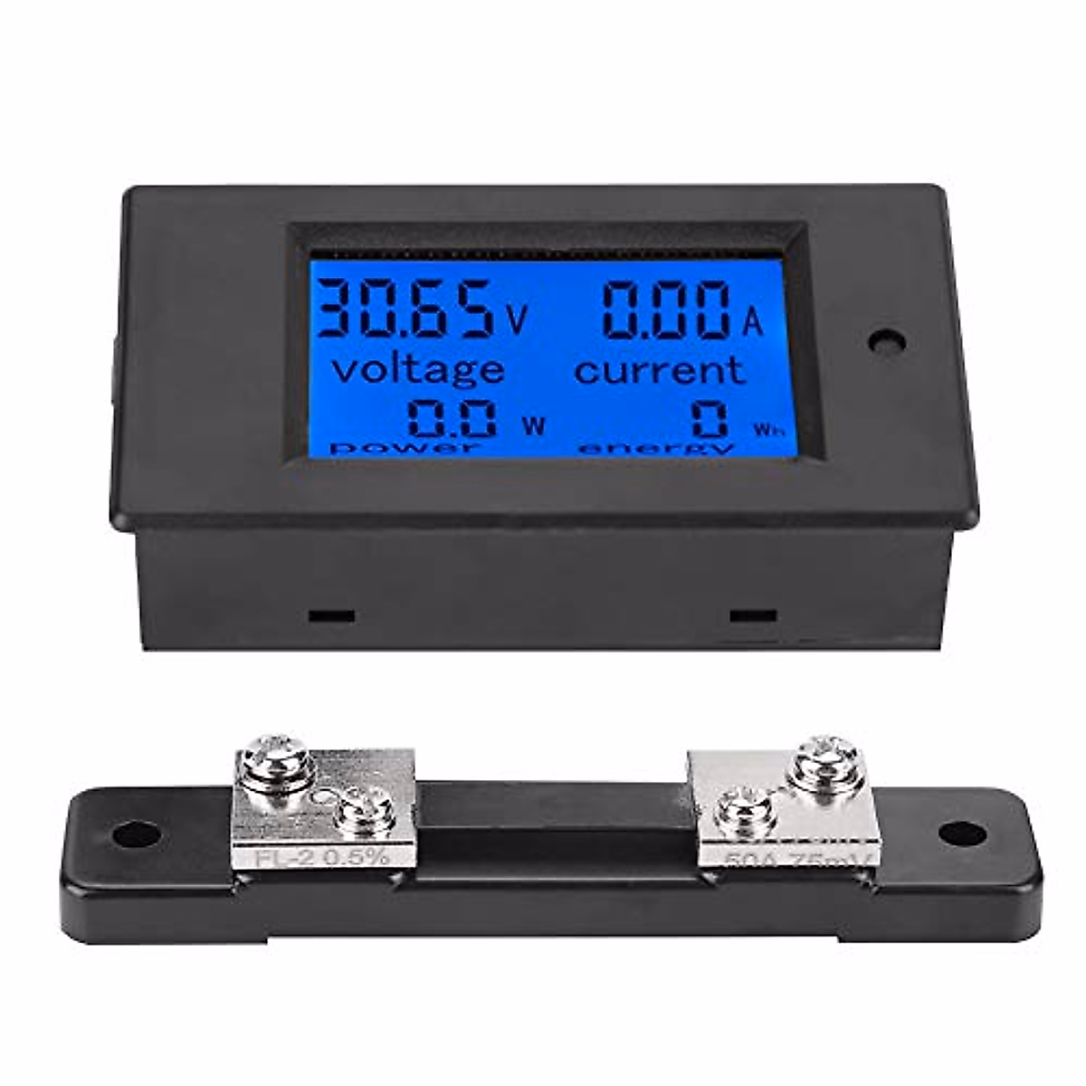 PEACEFAIR PZEM-051 LCD Display DC 6.5-100V Digital Electric Power Energy Voltage Current Meter Power Energy Battery Monitor Amperage Meter Gauge with Built-in Shunt(50A Shunt)