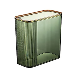 Aiabaleaft Transparent Trash can Wastebasket, Bathroom Trash Can with Lid, 3.5 Gallon Kithen Garbage Can for Bathroom, Bedroom, Kitchen, Office, Craft Room (Transparently Green Without Cover)