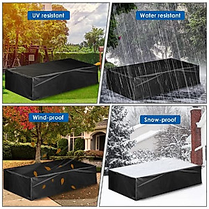 ANKIBER Patio Furniture Set Covers Waterproof , 600D Outdoor Rectangular Anti-UV Sofa Loveseat Couch Covers, Black Heavy Duty Chair Table Protection Covers (90"X62"X28")