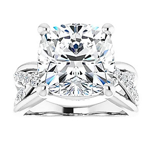 JEWELERYIUM 6 CT Cushion Cut Colorless Moissanite Engagement Ring, Wedding/Bridal Ring Set, Solitaire Halo Style, Solid Sterling Silver Vintage Antique Anniversary Promise Rings Gifts for Her (4.5)