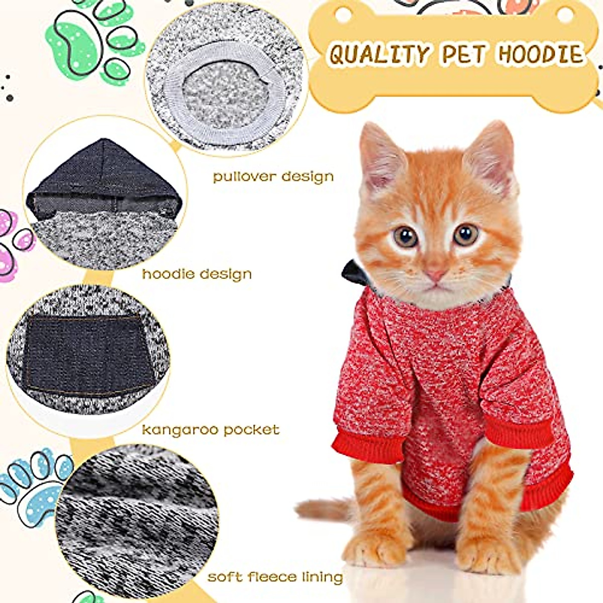 Xuniea 9 Pieces Dog Hoodie Sweaters with Pockets Warm Dog Camouflage Clothes with Hat Dog Winter Pullover Hoodie Outfit Apparel for Small Pets Dogs Cats Costume