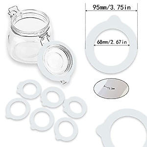 JUN 12 Pcs Replacement Silicone Jar Gaskets Food Grade Rubber Seals Airtight Silicone Gasket Sealing Rings 3.75 Inches(White)