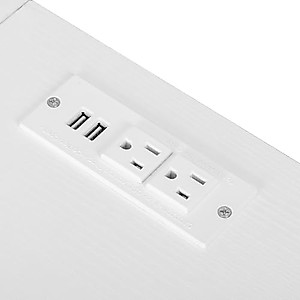 Karl home Computer Desk with Bookshelf, Small Desk Ideal for Home Office, Wood Construction Office Desk with Drawers and Built-in Charge Station for Bedroom, Kids Room, Manicure Table (White)